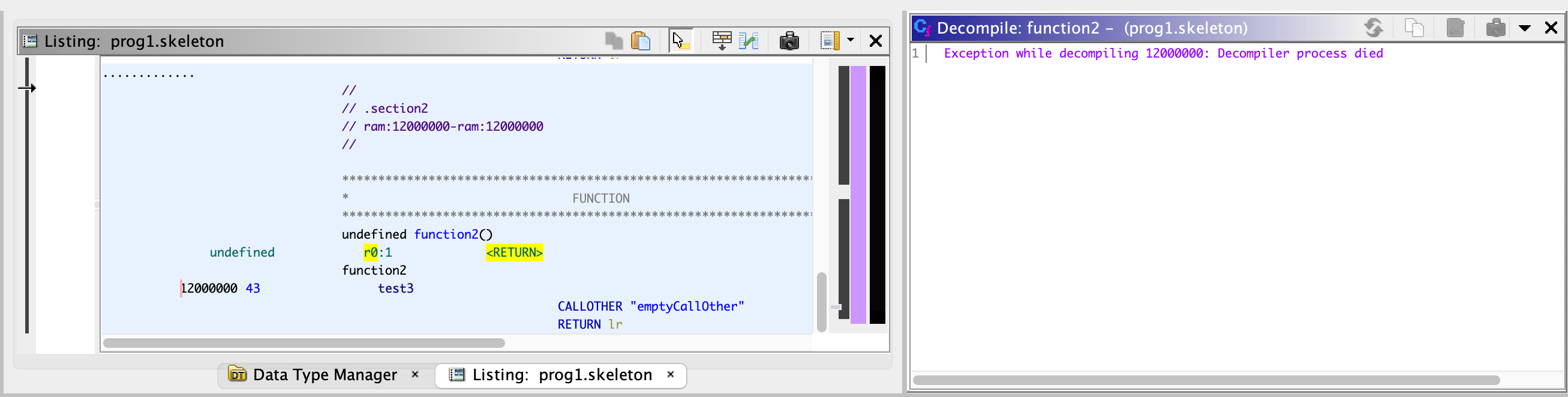 Ghidra Decompiler Crashes When Pcode Injection Returns An Empty Array