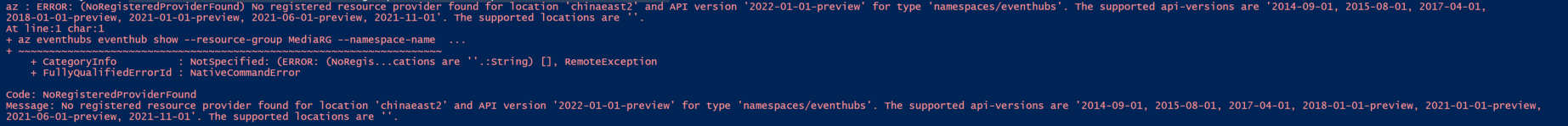 Failed To Run Event Hub Command Using Cli 2380 · Issue 23270 · Azure 8738