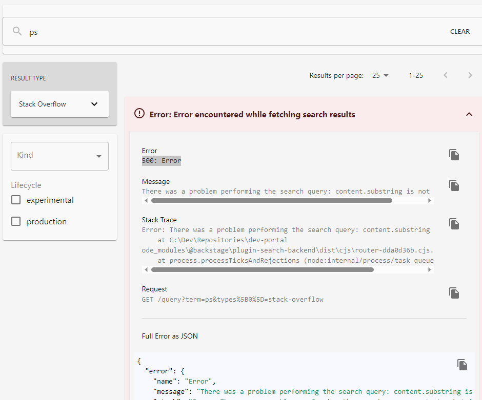 🐛 Bug Report Error In Performing The Stackoverflow Plugin Search Query For Search String Size 