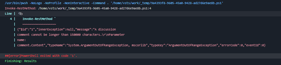 Comment cannot be longer than 150000 characters · Issue #417 · Azure/AzOps · GitHub