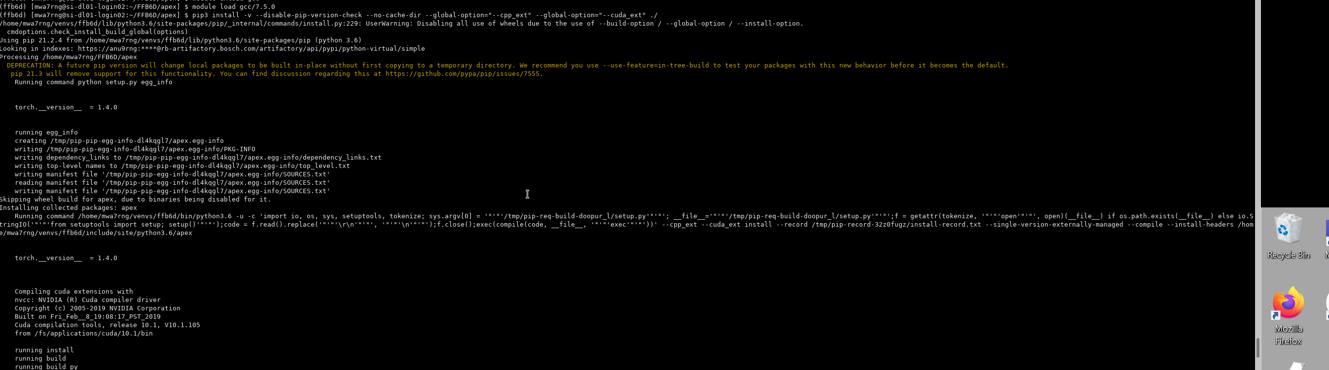 Installation error an warning · Issue #1142 · NVIDIA/apex · GitHub