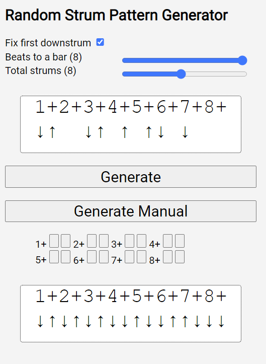 GitHub - qtamirg/strum-pattern-creator: forked of zouharvi random pattern generator, but with a ...