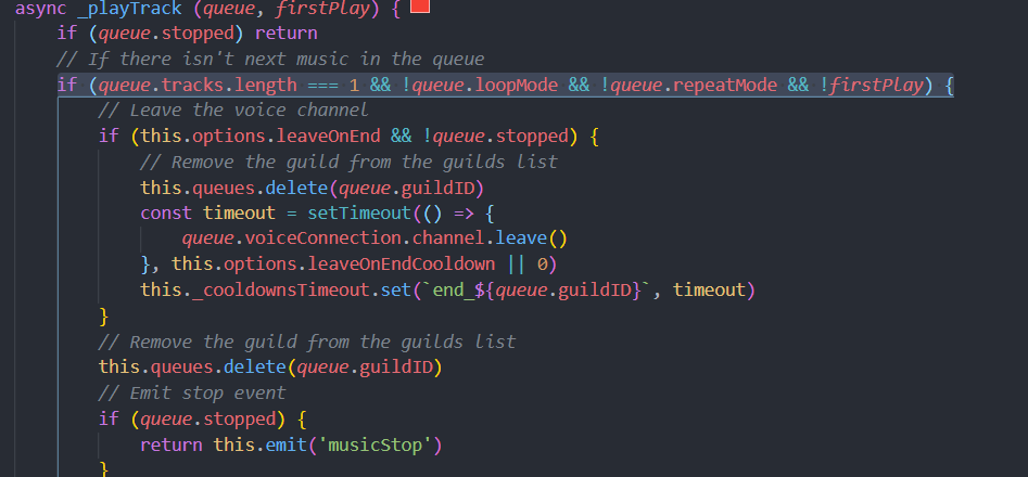 queueEnd is emitted when queue length is 1 · Issue #312 · Androz2091/discord-player · GitHub