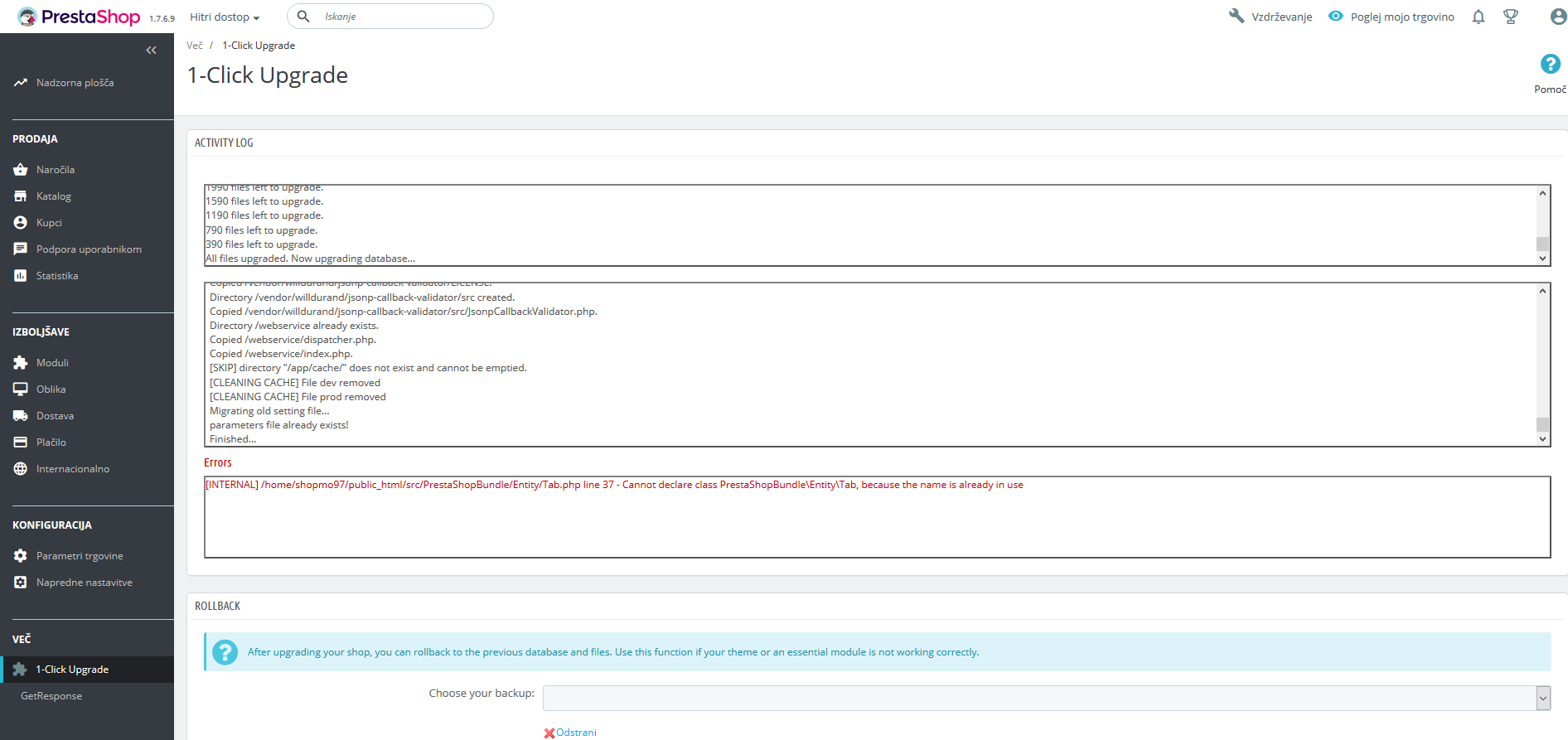 Upgrade problem to Prestashop 1.7.7.1 Cannot declare class PrestaShopBundle\Entity\Tab · Issue ...