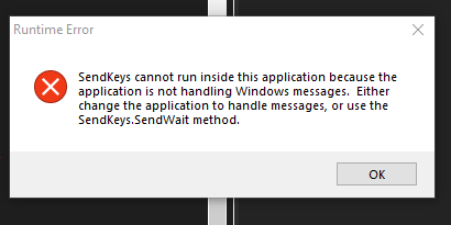 RunTime Error: SendKeys cannot run inside this application · bonsai-rx · Discussion #1122 · GitHub