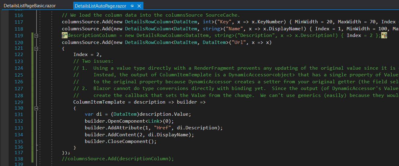 DetailsList (both basic and auto) can't use whole row model for columnItemTemplate · Issue #298 ...
