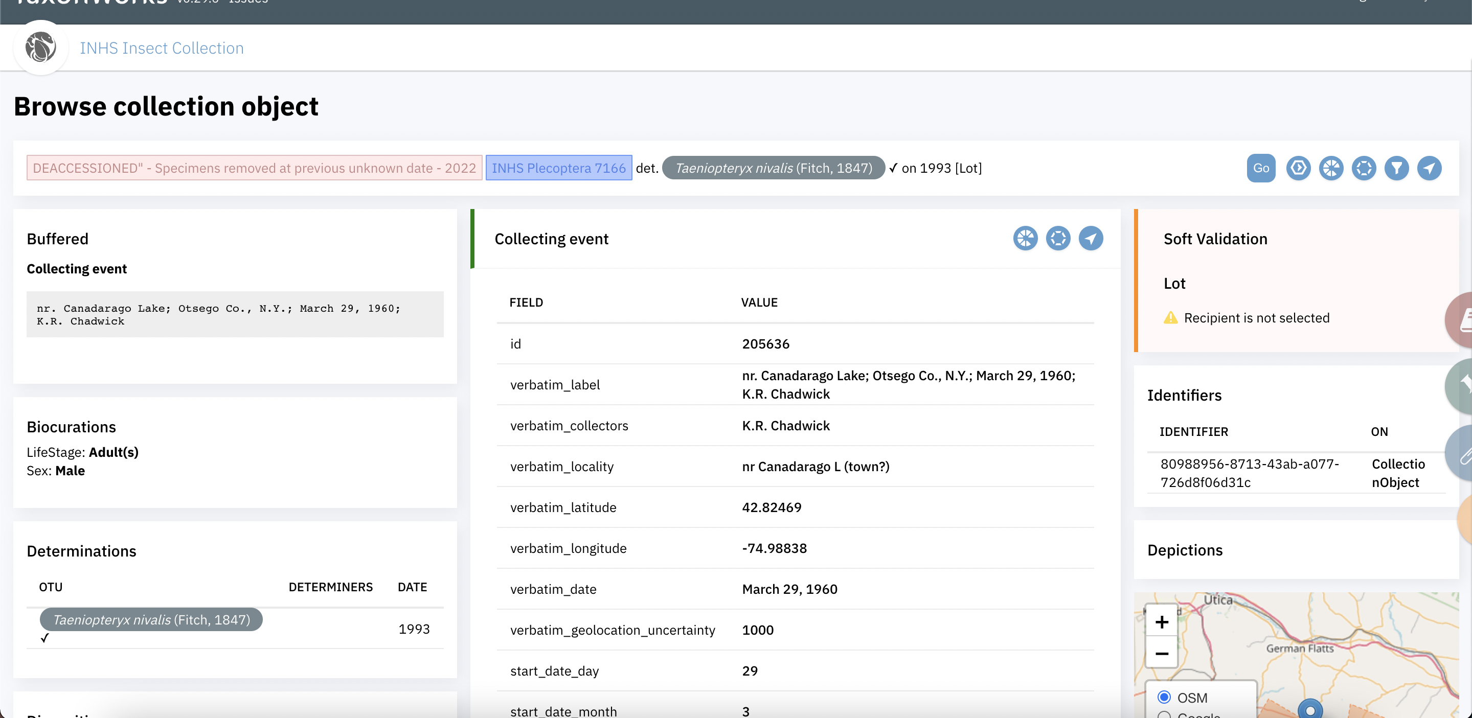 Deaccesioned specimens or loaned specimens need banner when they are searched for/filtered ...