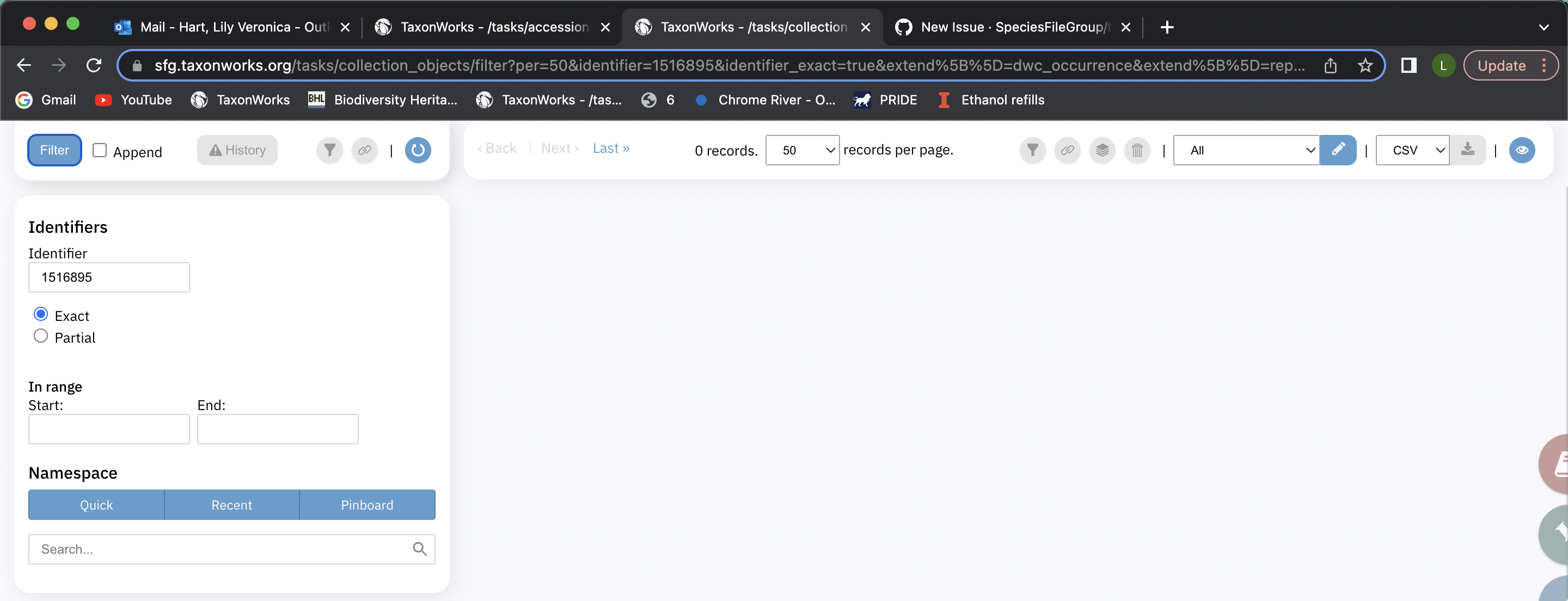 [Bug]: Filter CO's by "Identifier" with option Exact gives no results ...