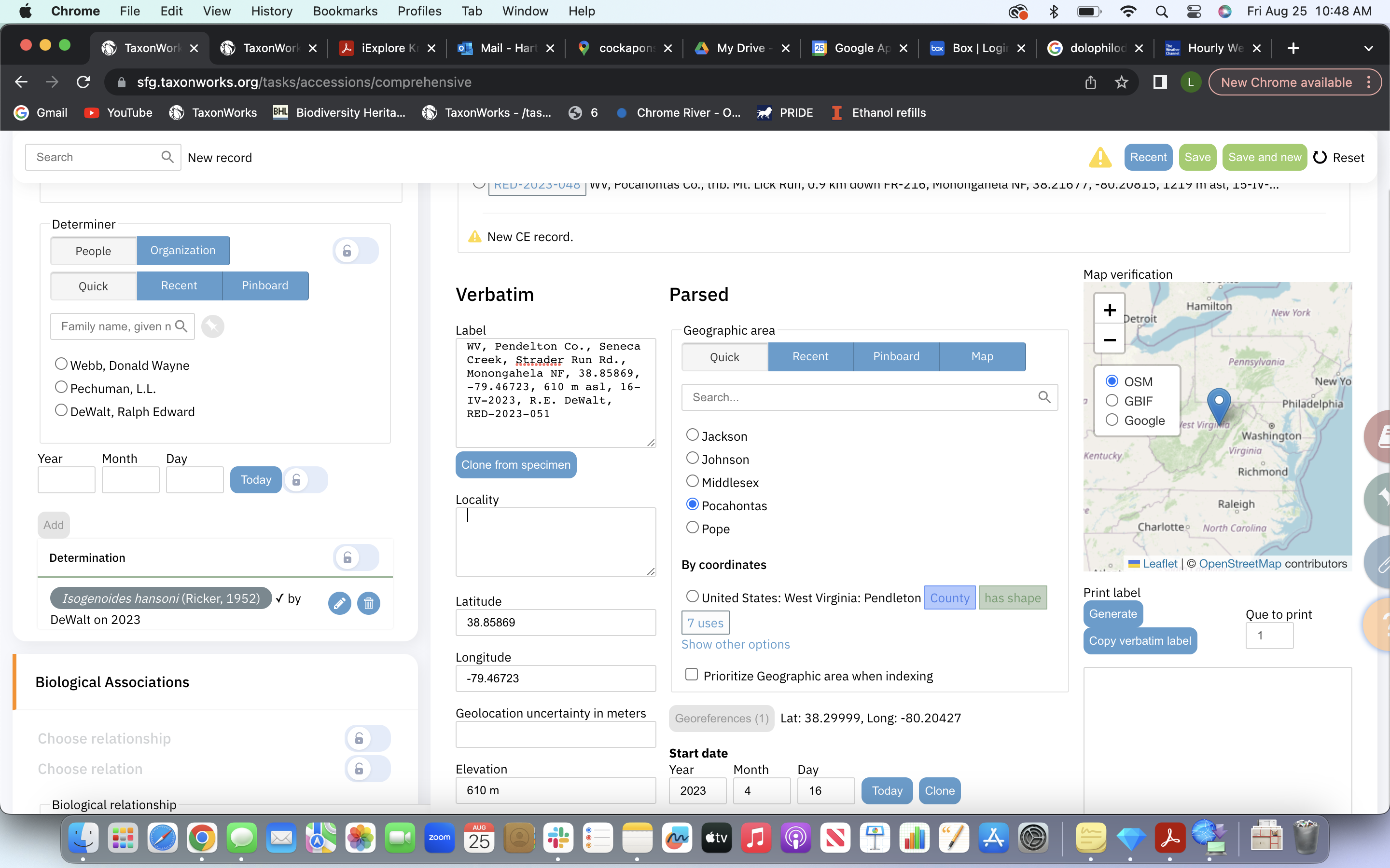 [Bug]: CSD->Collecting Event->Georeference carries over from previous ...