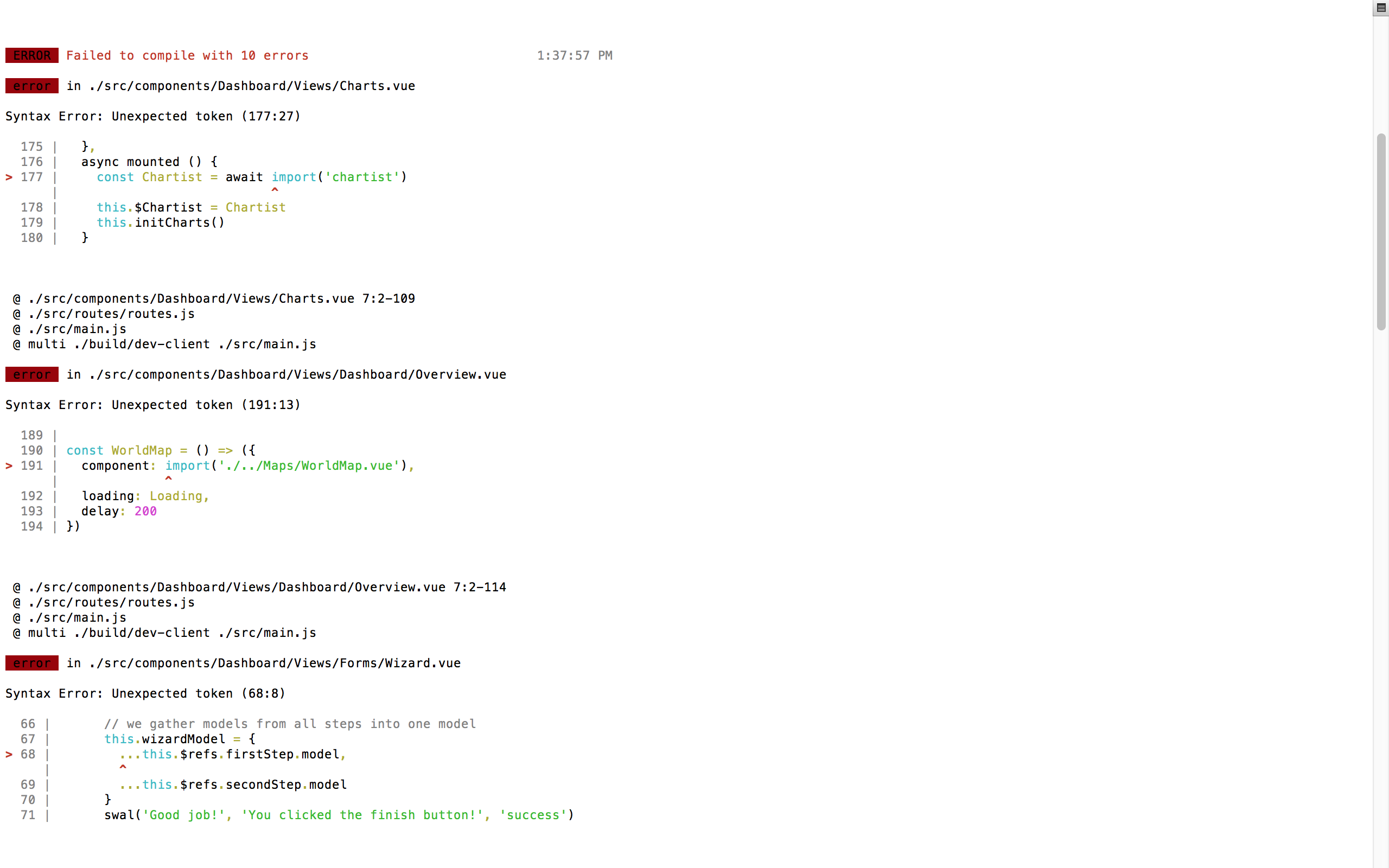 Vue Dash Pro - unexepected token issues · Issue #16 · creativetimofficial/ct-vue-paper-dashboard ...