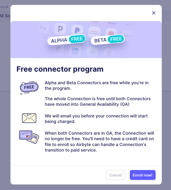 [FCP sunset] Remove enrollment banners · Issue #29694 · airbytehq/airbyte · GitHub