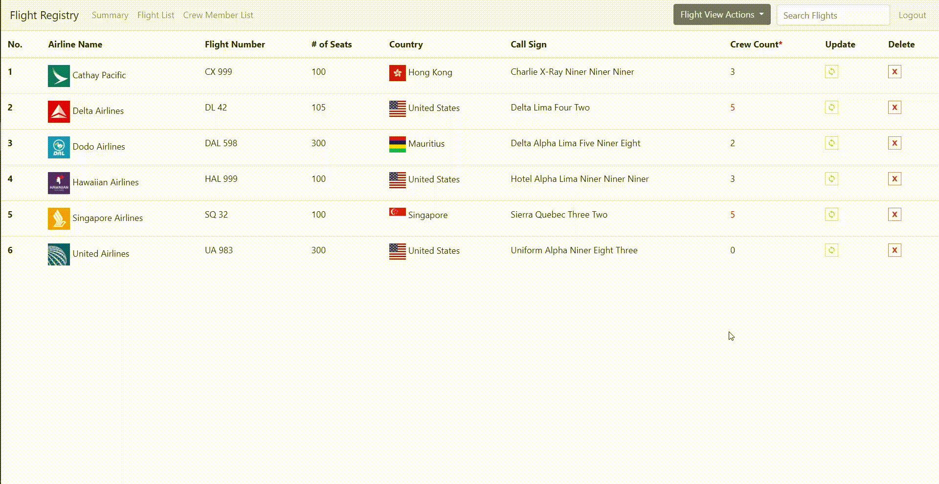 GitHub - hungjsong/Flight-Regisitry: App that allows users to add ...