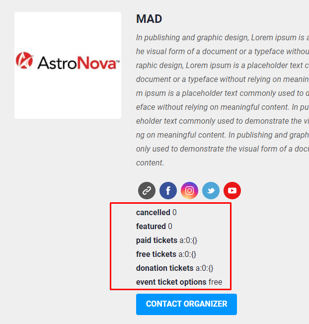Event Dashboard - Duplicate Organizer - Code is display on the page · Issue #1018 ...