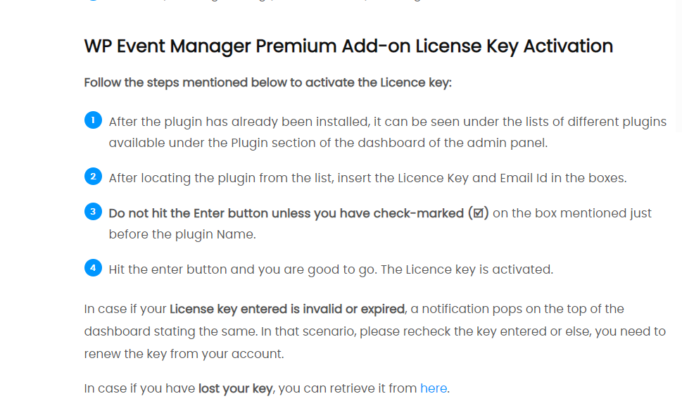 Updated steps for add-on License Key Activation · Issue #1165 · wpeventmanager/wp-event-manager ...