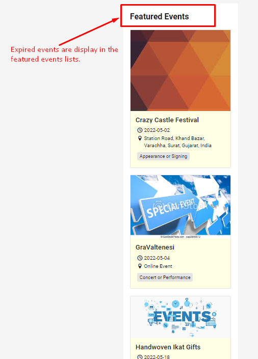 Featured/Recent Events Widget - Expired events are display in the Featured Events list · Issue ...