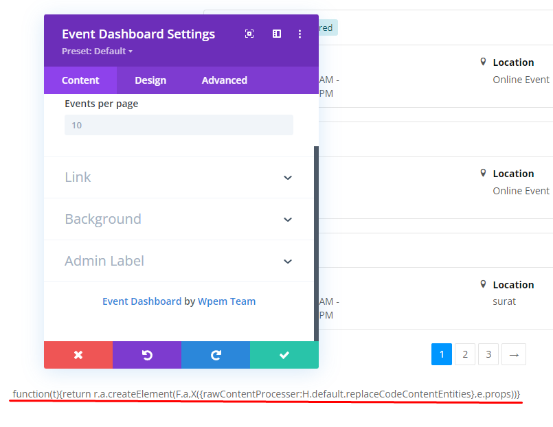 Event Dashboard - Display error message on the page · Issue #74 · wpeventmanager/wpem-divi ...