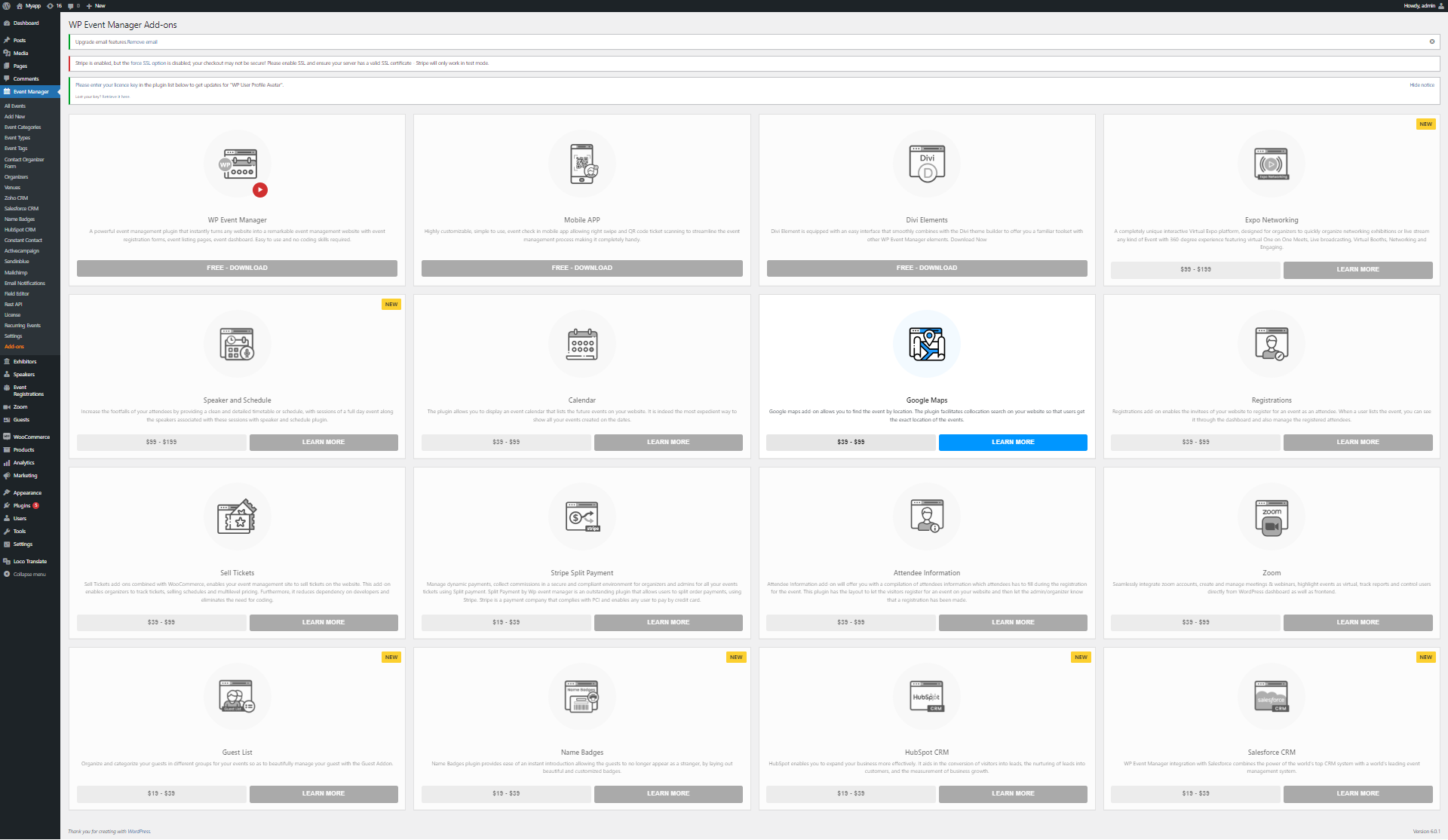 Addons menu in WP Event Manager plugin details are not availabel properly · Issue #1196 ...