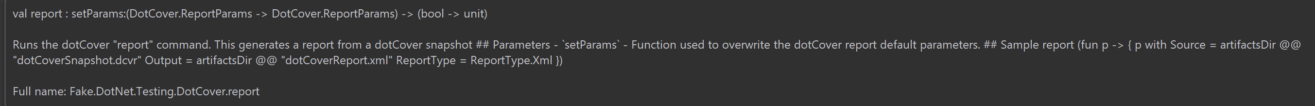Dotcover Report Command Is Missing An Argument When Calling Buildparamsandexecute · Issue 2336