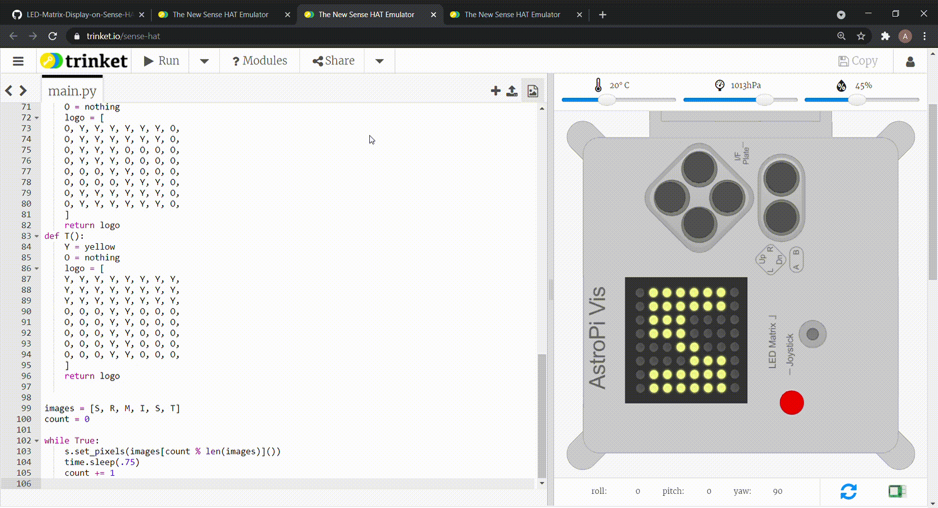 GitHub - khushiagrawal1016/LED-Matrix-Display-on-Sense-HAT-Emulator