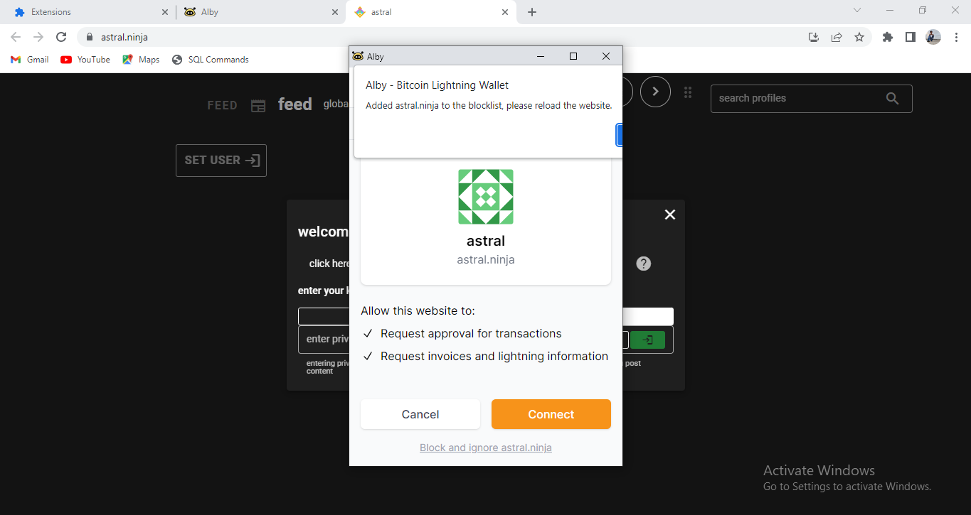 Alert Box overflowing on Astral.ninja · Issue #2215 · getAlby/lightning-browser-extension · GitHub