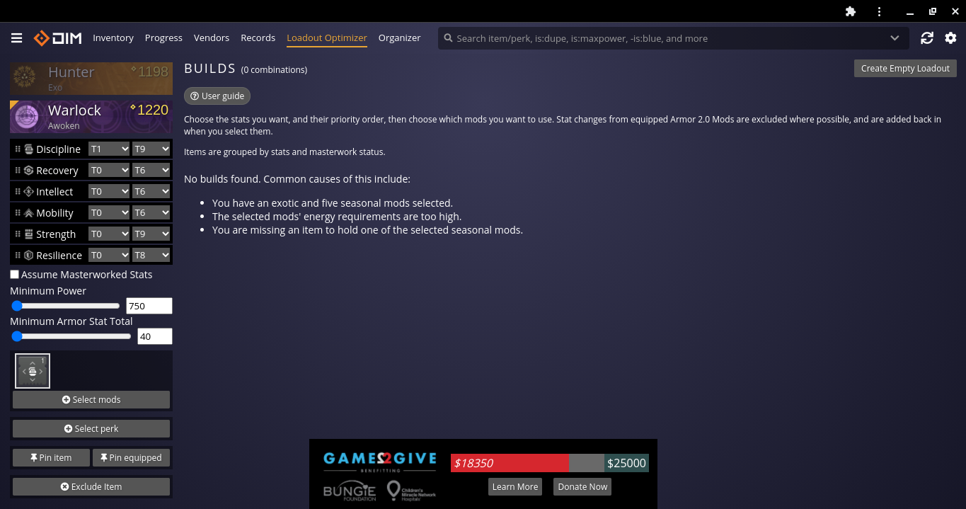 Mods in Loadout Optimizer not working · Issue #6280 · DestinyItemManager/DIM · GitHub