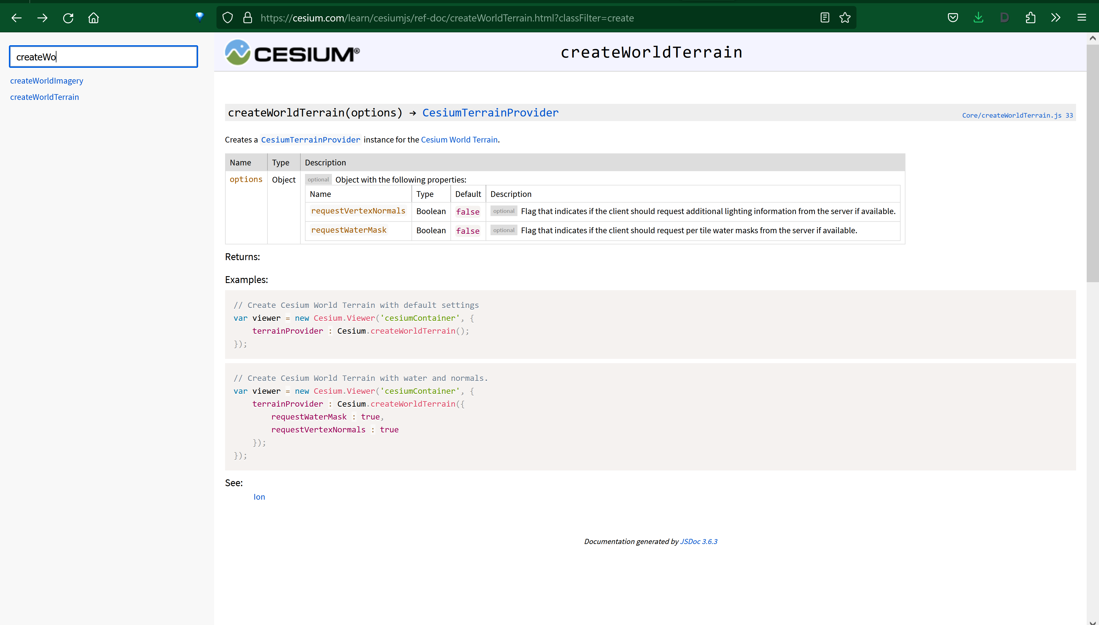 Cesium reference docs host old versions of the documentation in certain pages. · Issue #11303 ...
