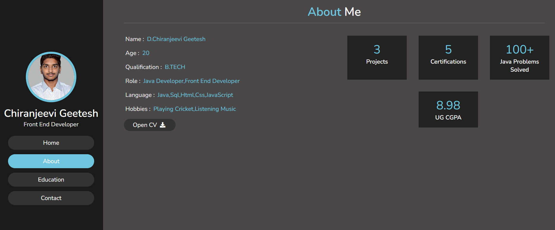 GitHub - ChiranjeeviGeetesh/Mini-Portfolio: Using HTML,CSS,JAVASCRIPT i ...