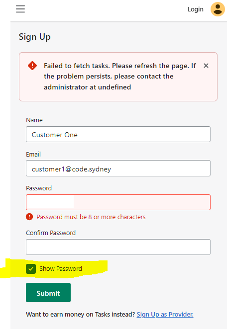 [Customer] User is able to sign up · Issue #176 · codesydney/migram-frontend · GitHub