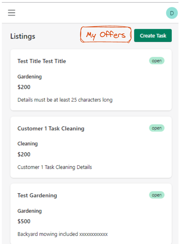 [Service Provider] Just to save an extra step, perhaps we can make a "My Offers" button upon ...
