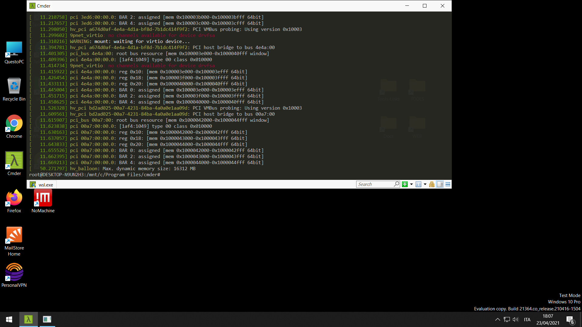 ls: reading directory '.': Function not implemented / init: (1) ERROR: MountPlan9WithRetry ...