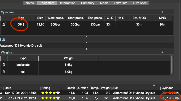 Cylinder information in dive list not correct · Issue #3340 · subsurface/subsurface · GitHub