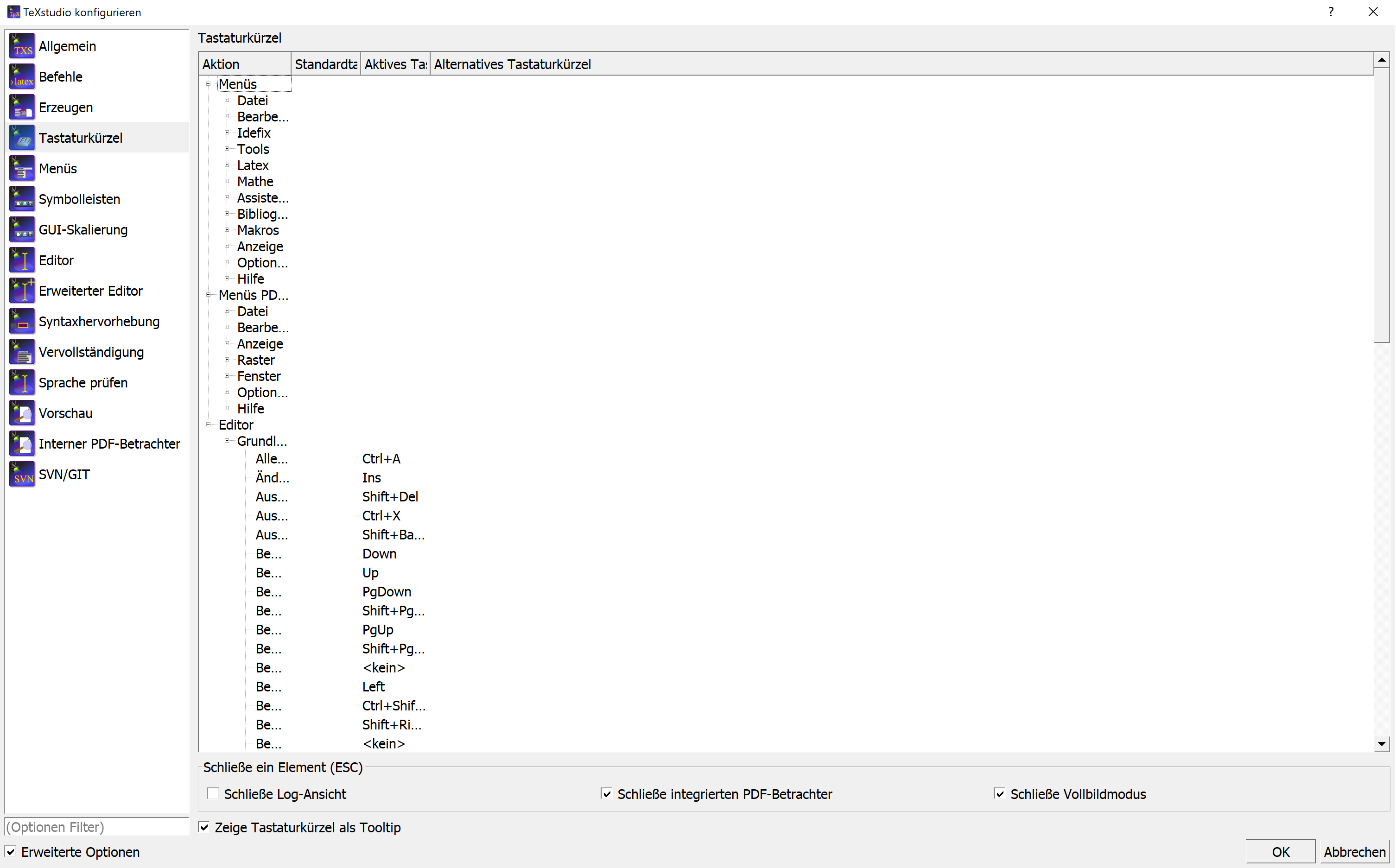 Column width in Options->Configure TeXstudio doesn't fit text and is not remembered · Issue ...