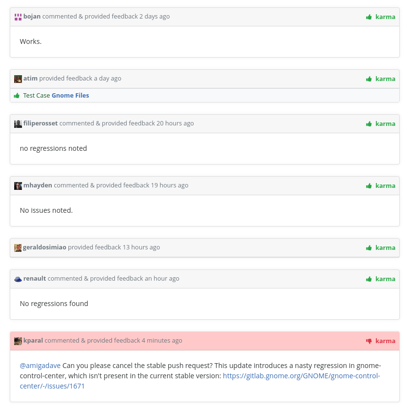 Make negative karma comments a bit more visible · Issue #4500 · fedora-infra/bodhi · GitHub