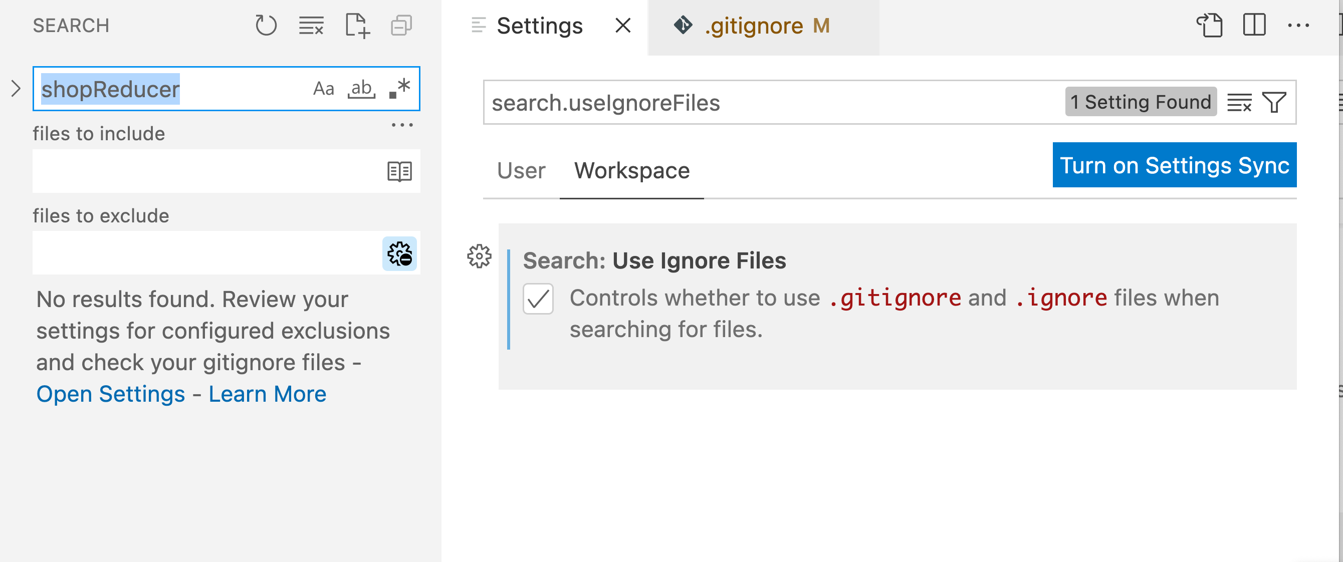 Search: Use Ignore Files exclude source files not in .gitignore or ...