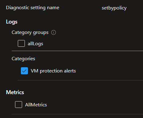 Bug Report - Diagnostic Policies: Setting "metricsEnabled" to False causes all resources to ...