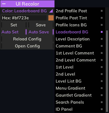 GitHub - Ikszyon/UI-Recolor: MegaHack extension that lets you customize ...