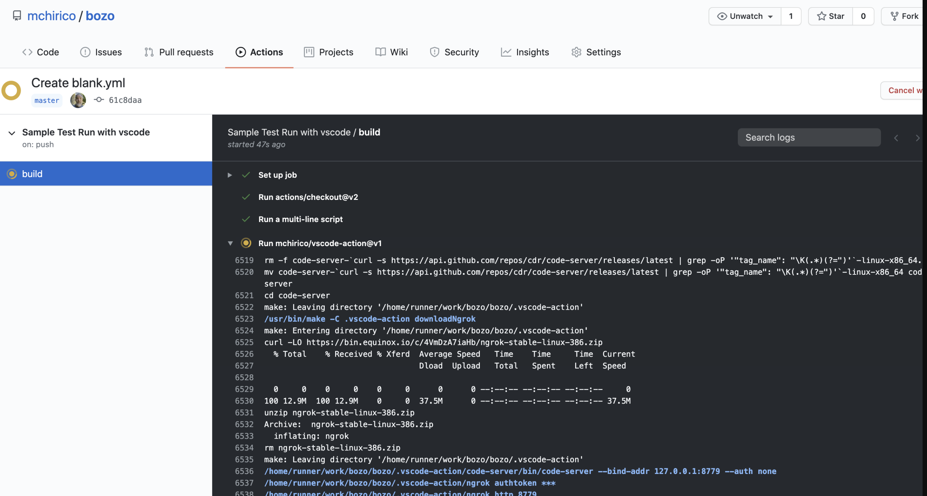 GitHub - mchirico/vscode-action: vscode in Github Actions for ...