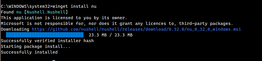 Add support for the new official Windows package manager · Issue #1859 · nushell/nushell · GitHub
