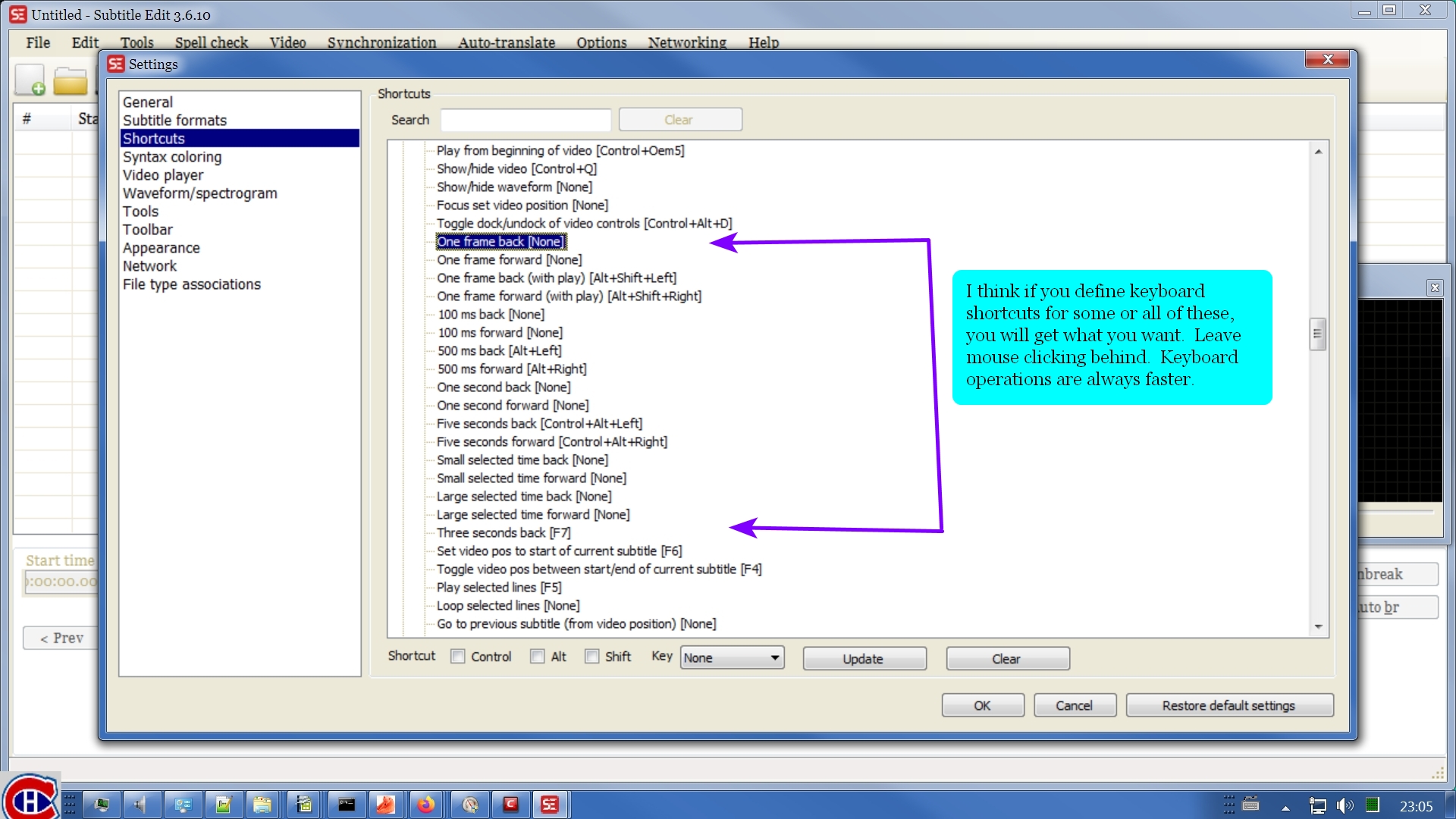 Can new version have more suitable video navigation buttons, forward/backward (buttons and keys ...