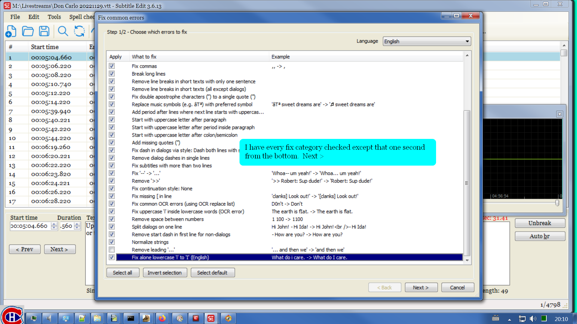 3.6.13/151: Fix Common Errors doesn't seem to be fixing anything · Issue #7086 · SubtitleEdit ...
