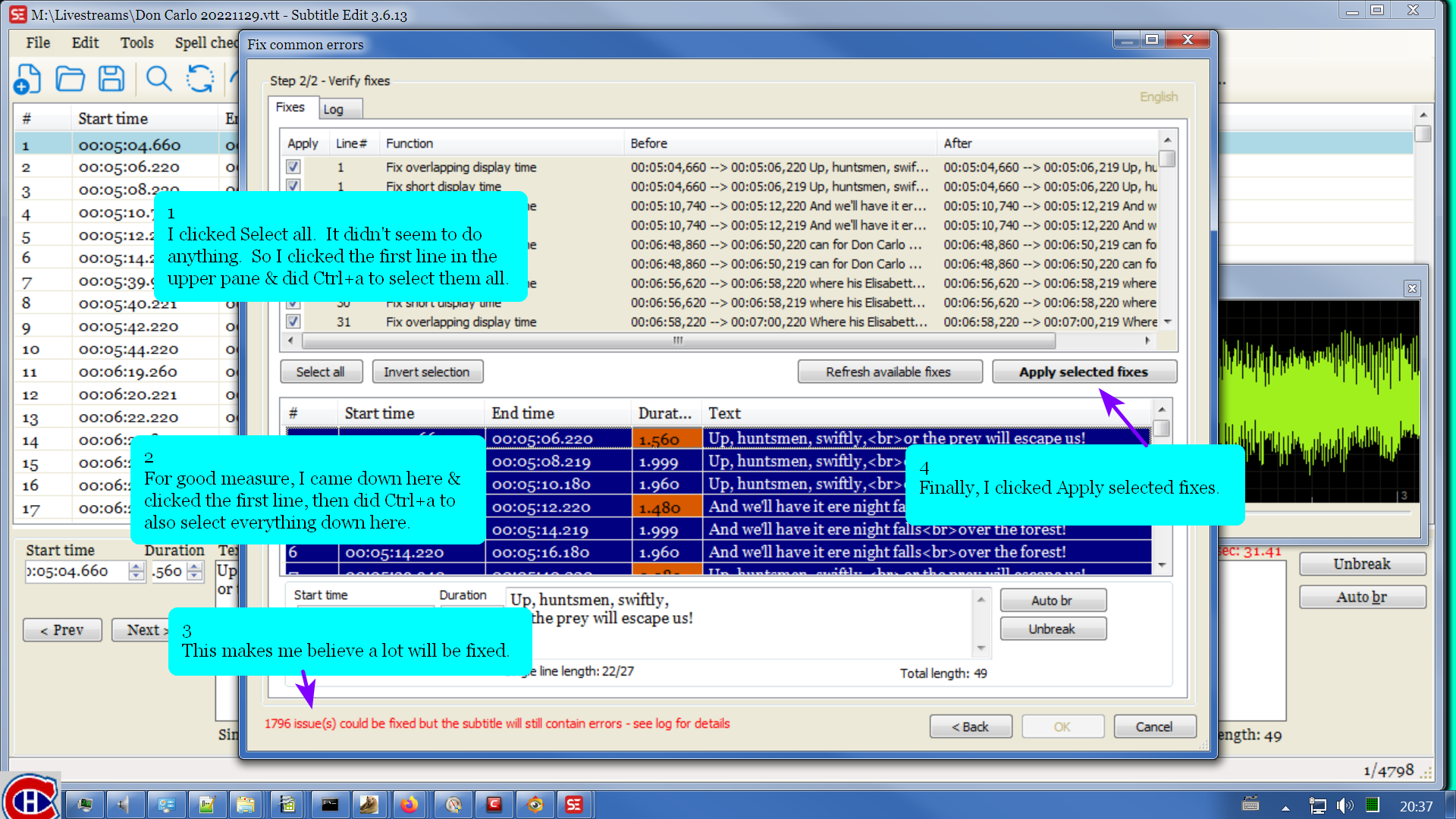 3.6.13/151: Fix Common Errors doesn't seem to be fixing anything · Issue #7086 · SubtitleEdit ...