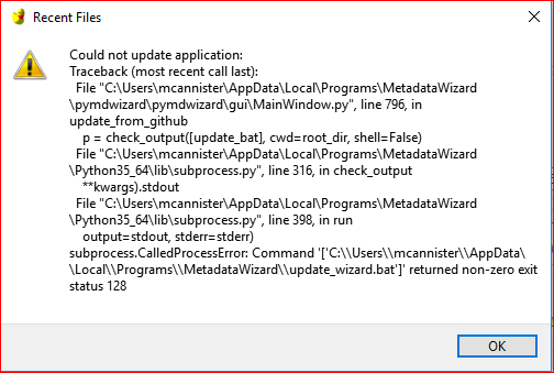Updater failing · Issue #43 · DOI-USGS/fort-pymdwizard · GitHub