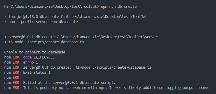 dev local start server connect to database fail · Issue #4707 · ToolJet ... dev local start server connect to database fail · Issue #4707 · ToolJet ...