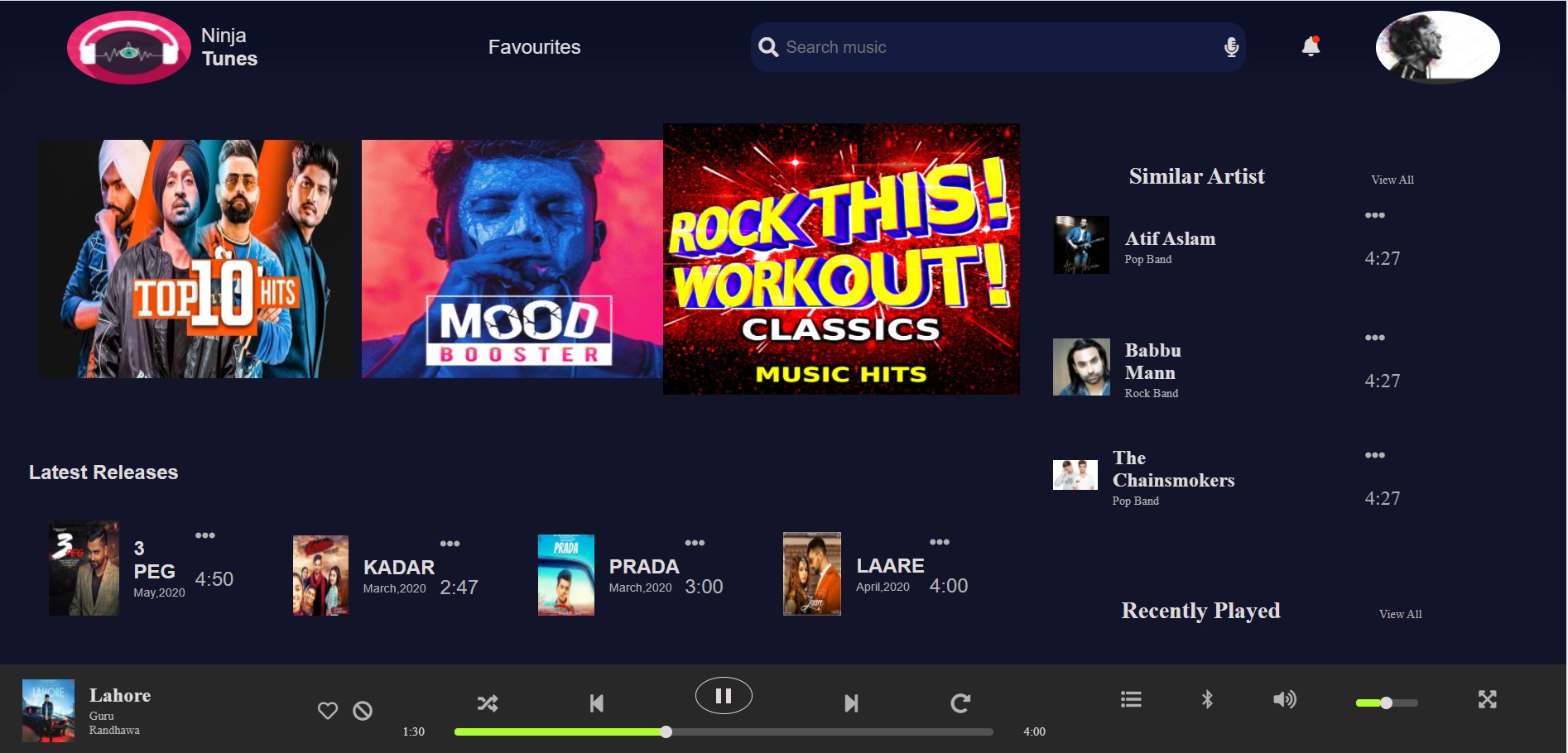 GitHub - nikunjjindal13/Music-Player-Interface