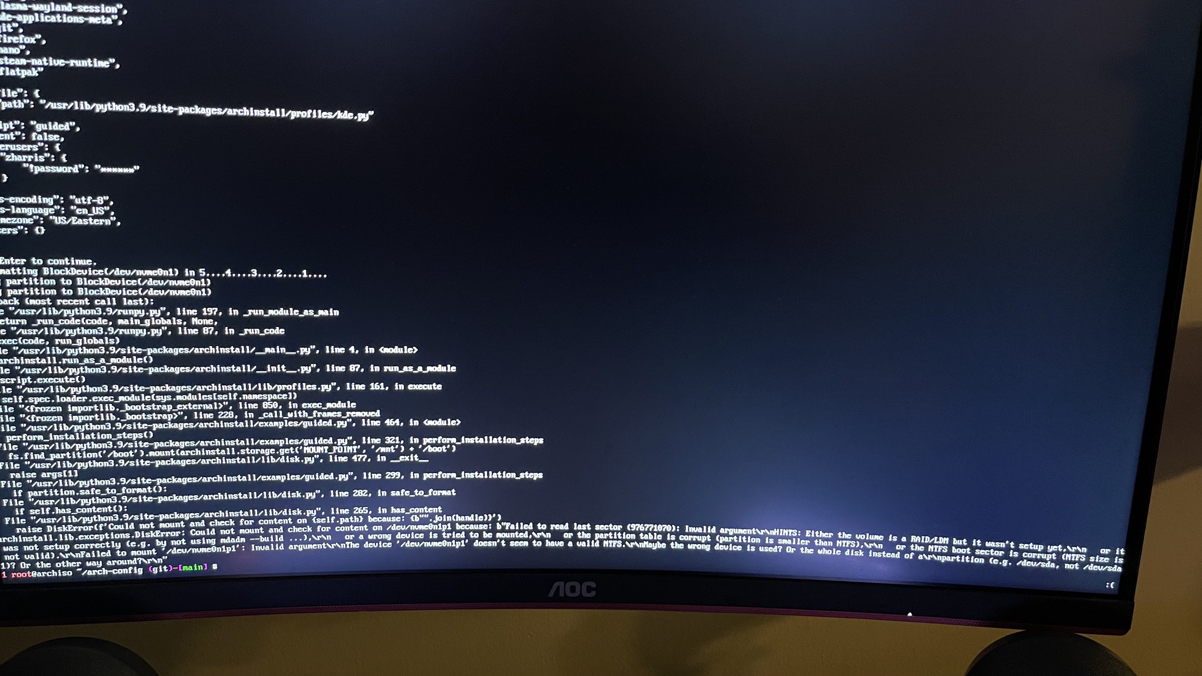 riase DiskError Failed to read last sector. · Issue #648 · archlinux/archinstall · GitHub