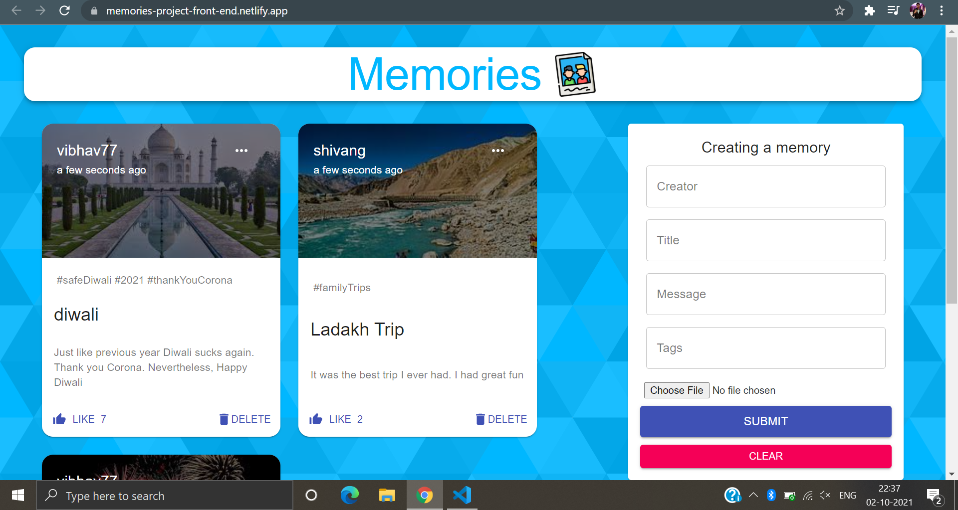 GitHub - vibhavrathee/memories-project-frontEnd