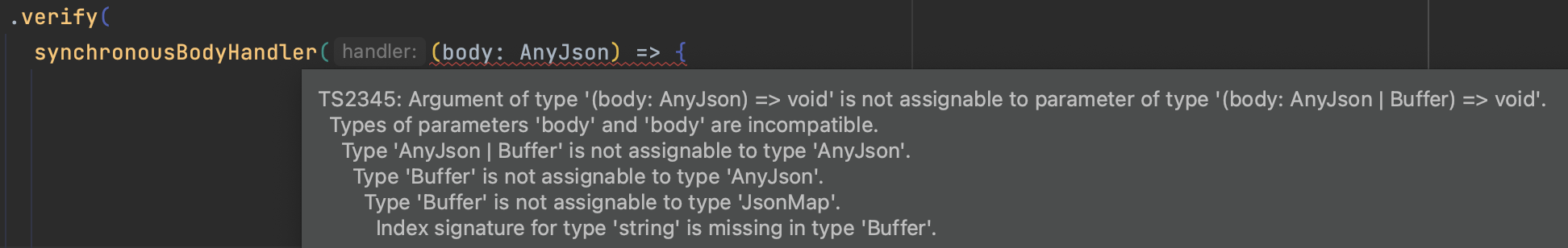 Type error in handler function of `synchronousBodyHandler` · Issue #919 · pact-foundation/pact ...