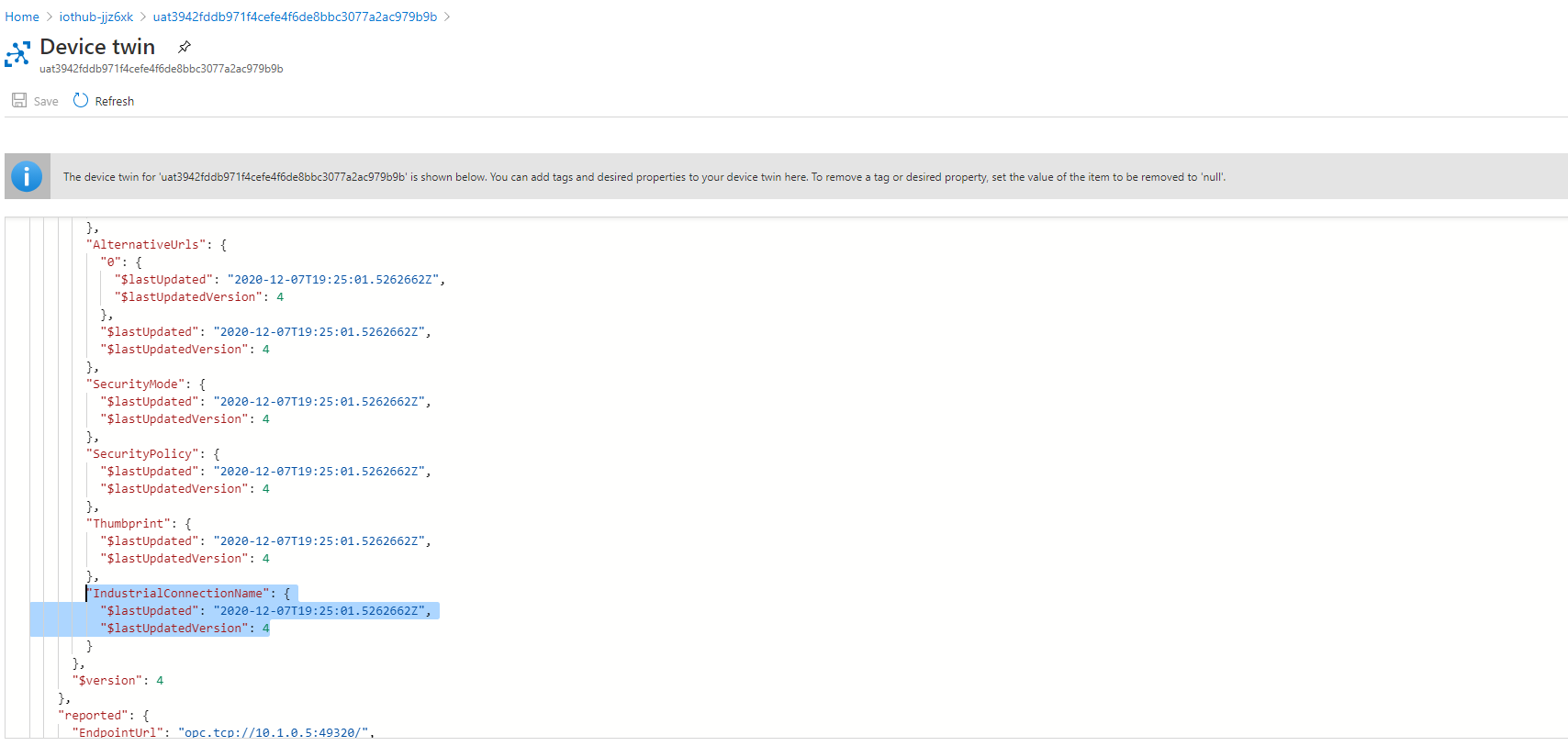 Updating Device Twin for IoTDevice doesn't update values in GetEndpoint API · Issue #958 · Azure ...