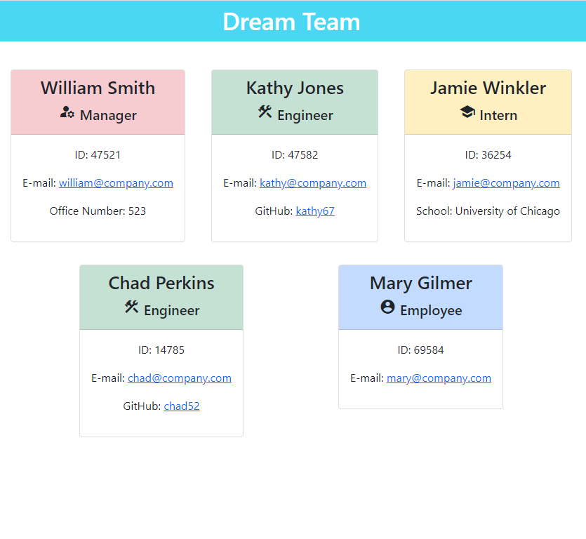 GitHub - ckyle121/Dream-Team-Generator-: Project created with Node Js Inquirer package to return ...