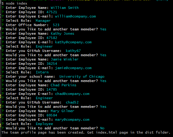 GitHub - ckyle121/Dream-Team-Generator-: Project created with Node Js Inquirer package to return ...